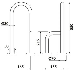Cersanit Etiuda, madlo na zeď 55cm, levé, chromová, K97-030