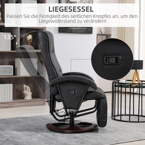 HOMCOM Záclonová křeslo s otáčením, TV křeslo s funkcí sklopení, polohovatelné křeslo s nastavitelným opěradlem, podnožka, lounge křeslo do obývacího…