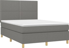 Box spring postel s matrací tmavě šedá 140x200 cm textil 3142258