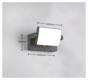 TRIO 246869142 KANSAS venkovní nástěnné svítidlo se senzorem SMD LED 10W/1000lm 3000K IP54 antracit