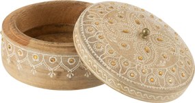 Krabička s víkem a korálky z mangového dřeva Beads – Ø 14,5*8 cm