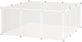 Výběh PawHut pro volný výběh DIY síťový výběh pro malá zvířata 105x105x45cm 12 panelů bílý pro vnitřní i venkovní použití