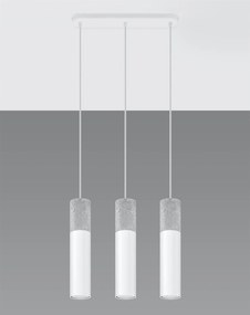 Závěsné svítidlo Borgio, 3x betonové/bílé kovové stínítko