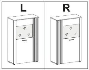 Skříňka s prosklením Esteban, antracit/dub evoke