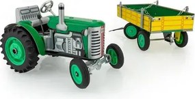 KOVAP Traktor Zetor s valníkem zelený / Kov / Na klíček / Měřítko 1:25