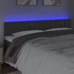 Čelo postele s LED tmavě šedé 180x5x78/88 cm samet 3122107