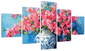 Obraz - Váza růžových květin (125x70 cm)