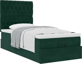 Osmanský rám postele s matracemi tmavě zelené 100x200cm samet 3313526