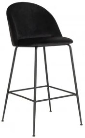 Barová židle LAUSANNE velvet černá, nohy černé House Nordic 1001267