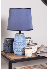 Modrá stolní lampa s keramickou základnou Etnie – 20x35 cm