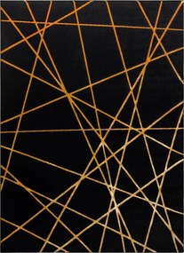 Kusový koberec Gloss 406C 86 geometric black/gold, 140x190, čierna, chodba / predsieň, Dywany Łuszczów