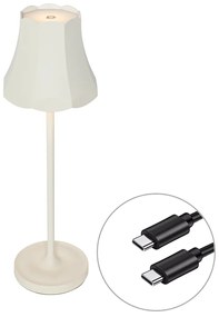 Retro stolní lampa dobíjecí IP44 slonová kost - Granny