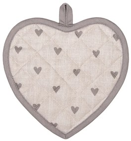 Šedo-bílá bavlněná chňapka / podložka pod hrnec se srdíčky Love It – 20x20 cm