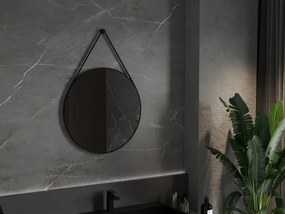 Mexen String kulaté koupelnové zrcadlo 70 cm, černý rám - 9854-070-070-000-70