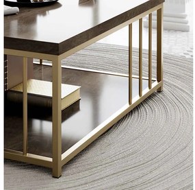 Designový konferenční stolek Natine 90 cm ořech / zlatý
