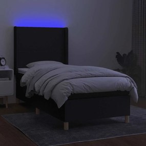 Box spring postel s matrací a LED černá 90x190 cm textil 3138679
