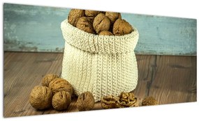 Obraz - ořechy v pleteném koši (100x40cm)