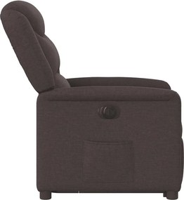 Elektrické zvedací polohovací křeslo tmavě hnědé textil 3303219