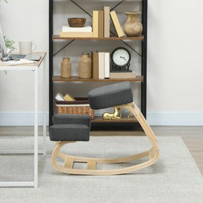 Vinsetto Kolenní židle, ergonomická posezení, polstrovaný stolek pro zdravé sezení, březové dřevo, nosnost 120 kg, tmavě šedá