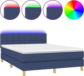 Box spring postel s matrací a LED modrá 140x190 cm textil 3133715