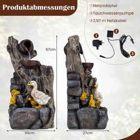 Costway 4patrová zahradní kašna s LED osvětlením Dekorativní okrasná kašna