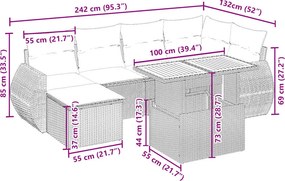 7dílná zahradní sedací souprava s poduškami béžová polyratan 3272297