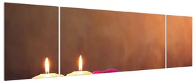 Relaxační obraz svíček s orchidejí (170x50 cm)