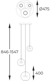 Zuma Line P0428-03L-L4AC - LED Lustr na lanku ENCELADUS 3xLED/5W/230V zlatá