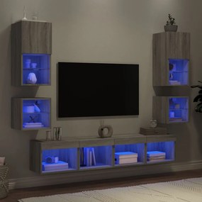 8dílná obývací stěna s LED šedá sonoma kompozitní dřevo 3216595