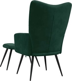 Relaxační křeslo se stoličkou tmavě zelené samet 328086