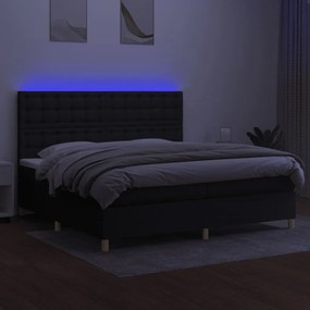 Box spring postel s matrací a LED černá 200x200 cm textil 3135783
