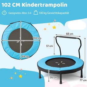 Costway Ø102 cm dětská trampolína s odnímatelnou rukojetí mini trampolína do 100