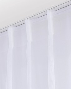 Záclona na jednotlivých hačcích flex barva bílá látka poloprůhledná, pletený vzor, vzorované