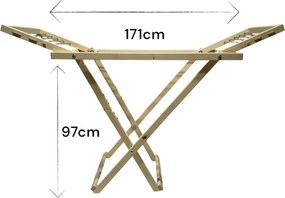 Velký dřevěný sušák na prádlo – světlý sušák na oblečení, rozkládací, volně stojící – vintage