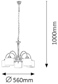 Rabalux 7276 - Lustr EDITH 5xE27/60W/230V bronzová