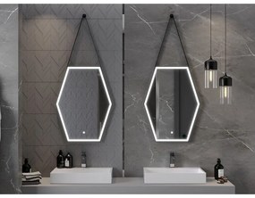 Mexen Orla, LED koupelnové zrcadlo s podsvícením a černým rámem 60x80 cm, 6000K, ochrana proti zamlžování, 9815-060-080-611-70