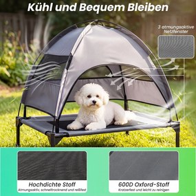 Costway Vyvýšený pelíšek pro psa s nebesy Lehátko pro psy – 78,5 × 63 × 70 cm