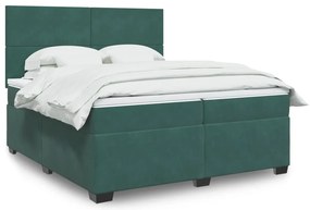 Box spring postel s matrací tmavě zelená 200x200 cm samet 3290999