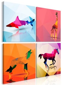 Obraz - Geometric Animals (4 Parts)