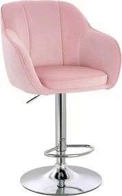 LuxuryForm DESIGN Barová židle AVOLA VELUR na stříbrné kulaté podstavě – světle růžová