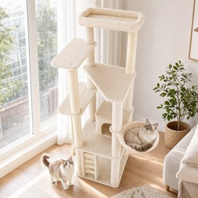 Costway Vícepatrové škrabadlo pro kočky 194 cm, béžové