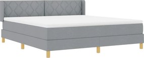 Postel s boxspringem s čelo Světle šedá 200 x 180 cm textil 3341370