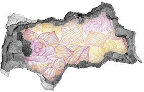 Wallmuralia Nálepka 3D díra na zeď Květinový vzor 95x73 cm