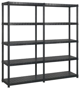 Úložný regál 5patrový černý 170 x 40 x 185 cm plast 3059853