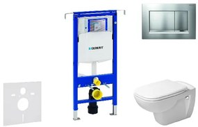 Geberit Duofix - Modul pro závěsné WC s tlačítkem Sigma30, matný chrom/chrom + Duravit D-Code - WC a sedátko, Rimless, SoftClose 111.355.00.5 NH7