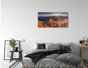 Obraz na skle Horské slunce 125x50 cm