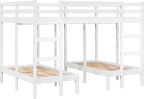 Rám trojité patrové postele bílý 140x200/70x140 cm borovice 3308578