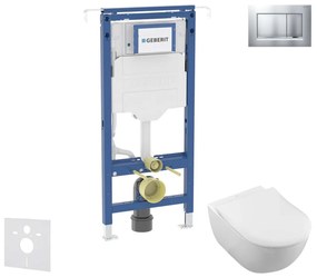 Geberit Duofix - Set předstěnové instalace, klozetu a sedátka Villeroy Boch, tlačítka Sigma20, DirectFlush, SoftClose, CeramicPlus, matný chrom/chrom SANI11CK2101