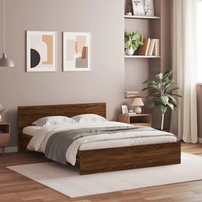 vidaXL Rám postele s čelem 140 x 190 cm Kompozitní dřevo [3207497] Barva: hnědý dub