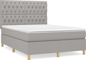 Box spring postel s matrací světle šedá 140 x 200 cm textil 3142577